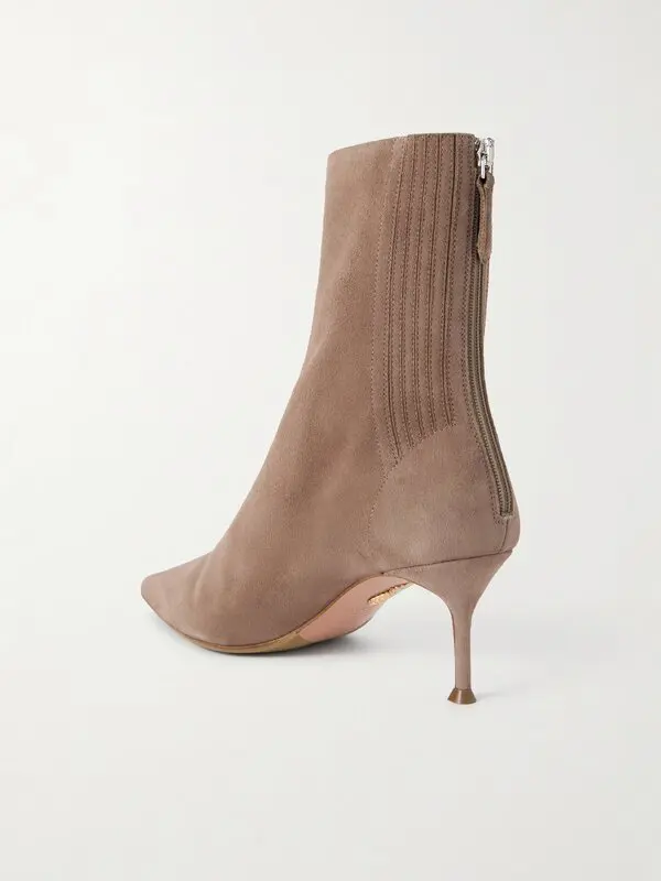 AQUAZZURA Saint Honoré 65 Suede Ankle Boots - Brown