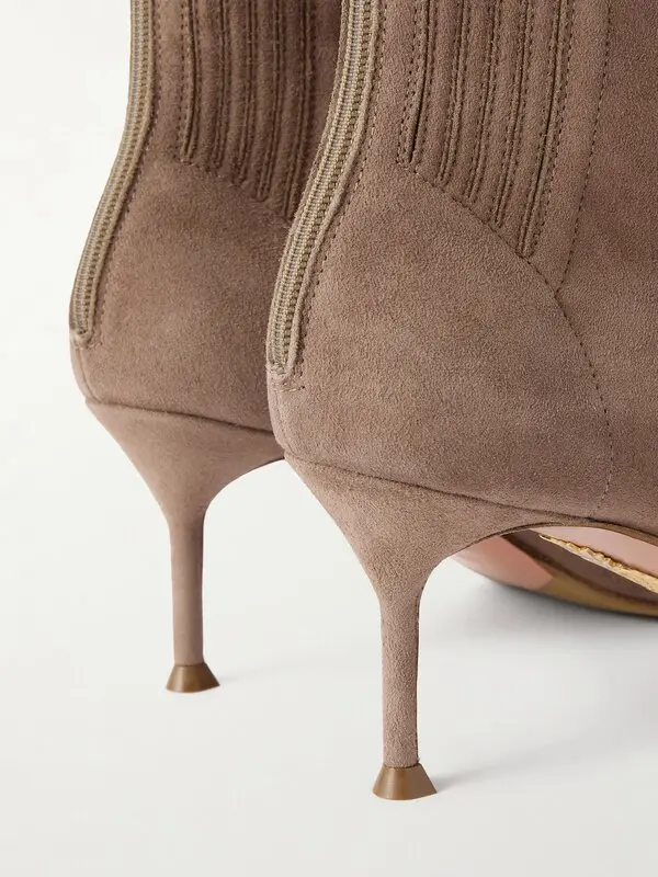 AQUAZZURA Saint Honoré 65 Suede Ankle Boots - Brown