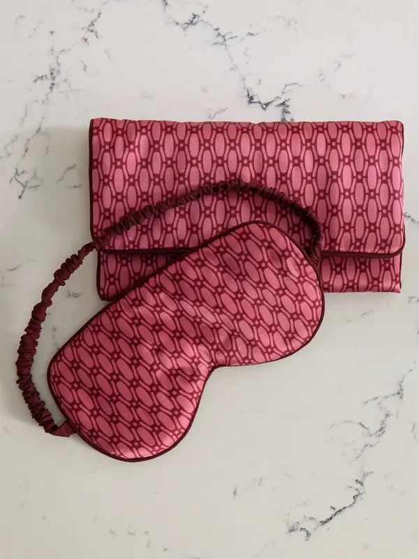 Olivia Von Halle Audrey Printed Silk-satin Eye Mask - Red
