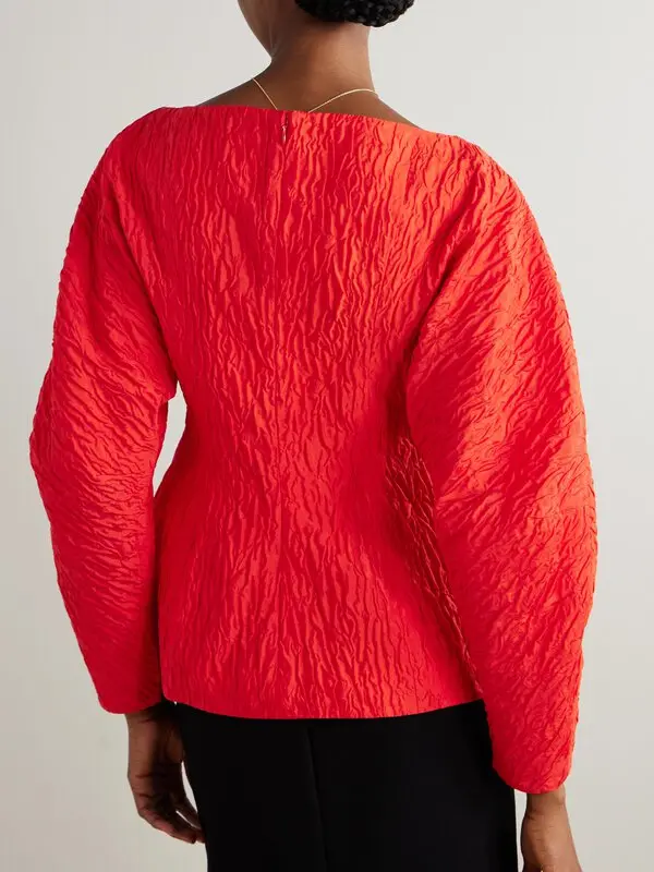 ROKSANDA Eni Cropped Satin-cloqué Top - Red