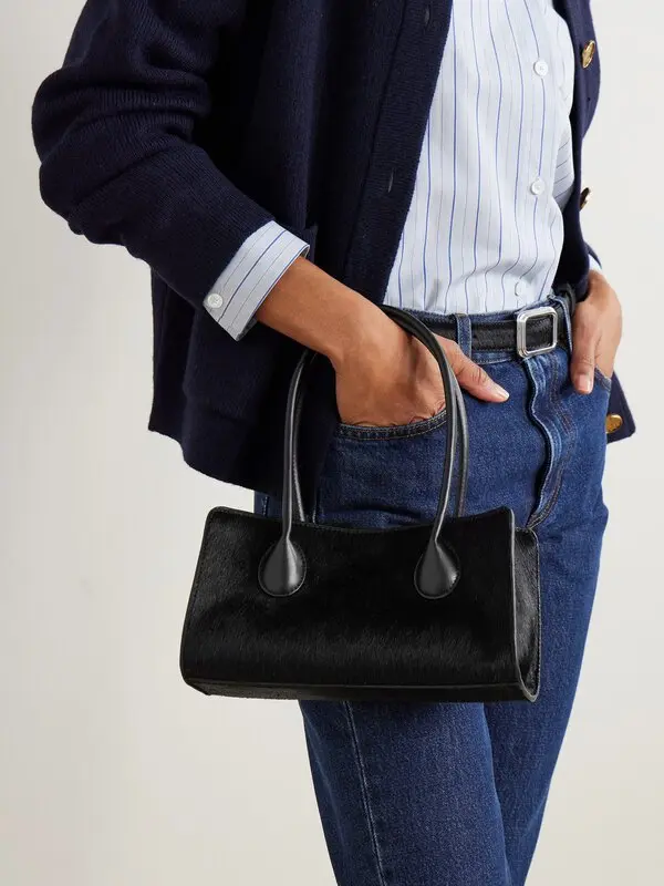 Lié Studio The Lou Calf Hair Shoulder Bag - Black