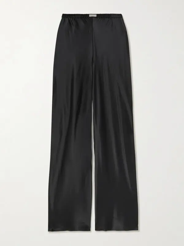 Comme Si Silk-charmeuse Straight-leg Pants - Black
