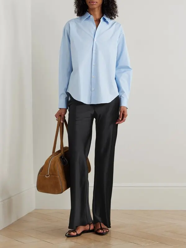 Comme Si Silk-charmeuse Straight-leg Pants - Black