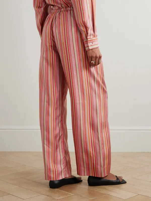 Comme Si Striped Silk-twill Straight-leg Pants