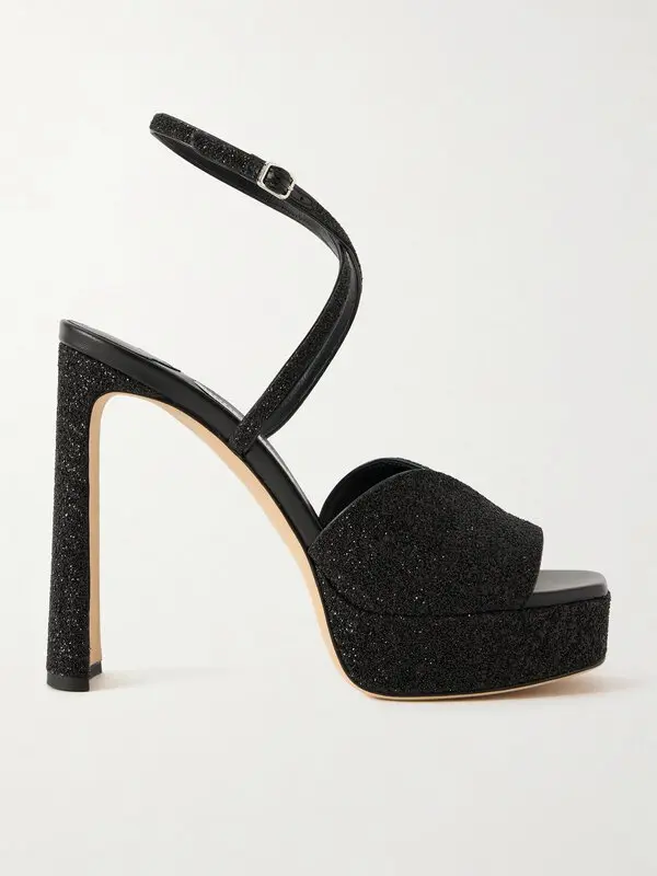 JIMMY CHOO Karly 125 Glittered Leather Sandals