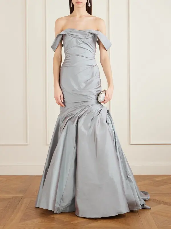 MARMAR HALIM One-shoulder Gathered Taffeta Gown