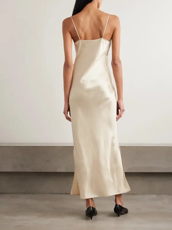 THE ROW Barika Hammered-silk Midi Dress