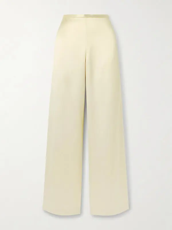 THE ROW Ardyn Hammered-silk Wide-leg Pants - Cream