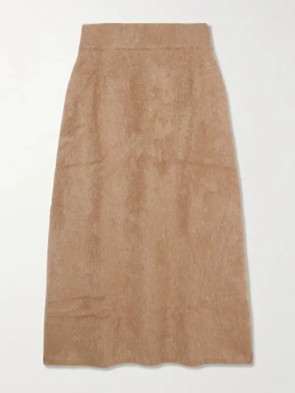 LISA YANG Asta Brushed-cashmere Midi Skirt - Brown