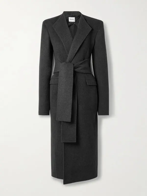 Khaite Jelson Belted Wool-felt Coat - Gray