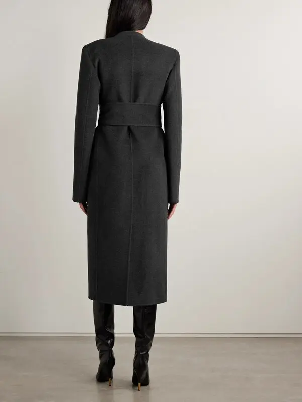 Khaite Jelson Belted Wool-felt Coat - Gray