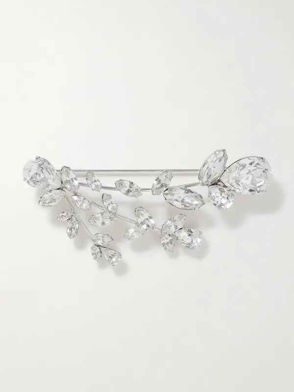 JENNIFER BEHR Apolline Crystal Brooch - Silver