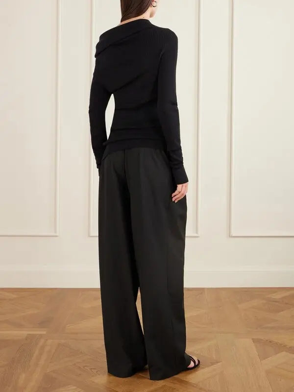 LISA YANG Agie Ribbed One-shoulder Sweater - Black