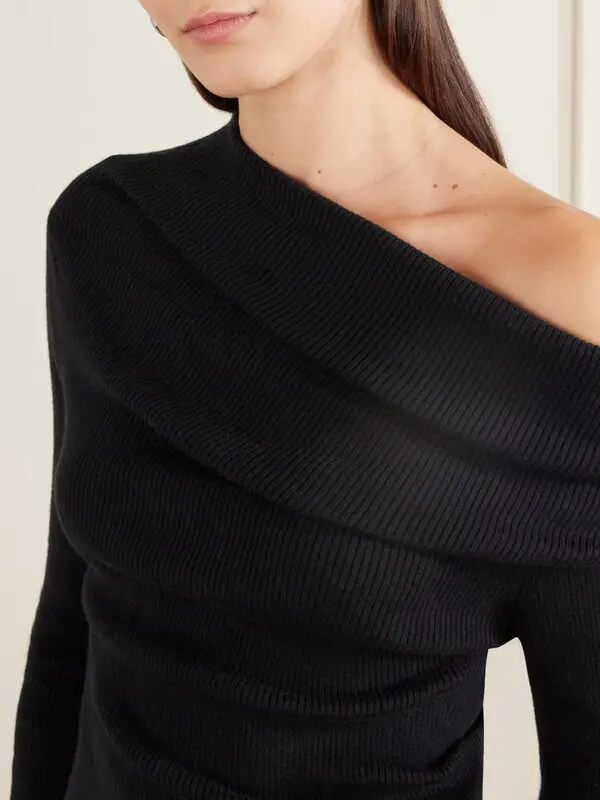 LISA YANG Agie Ribbed One-shoulder Sweater - Black