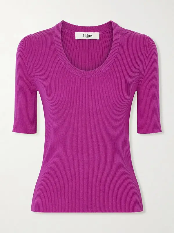 Chloé Ribbed Wool Top - Pink