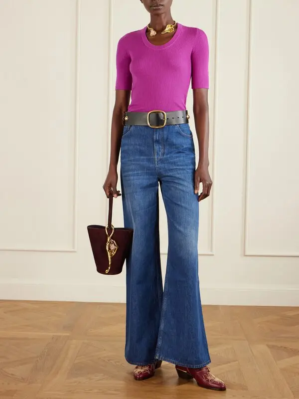 Chloé Ribbed Wool Top - Pink