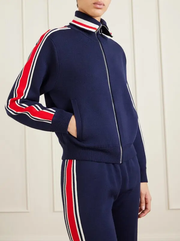 Fusalp Striped Wool-blend Zip-up Sweater