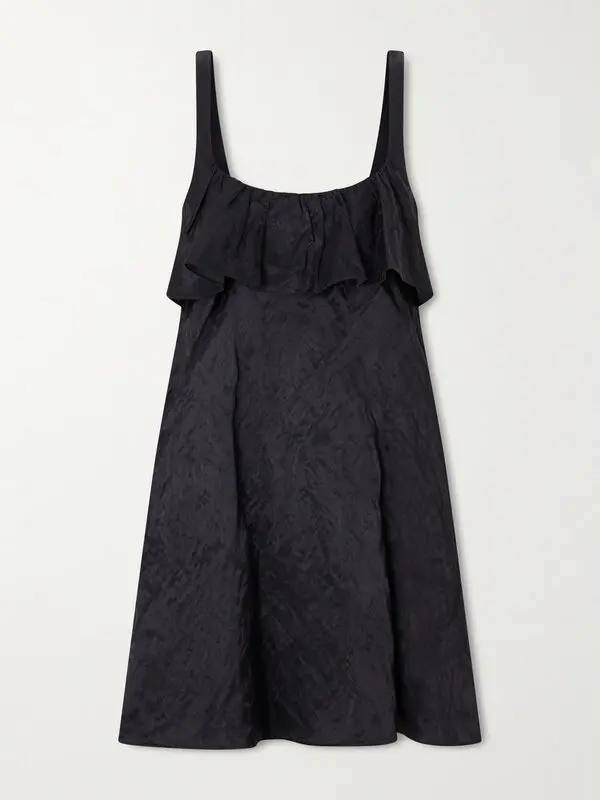 Chloé Ruffled Cutout Crinkled-satin Mini Dress