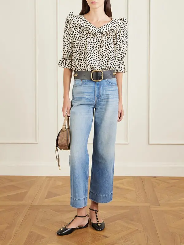Chloé Gathered Polka-dot Silk Crepe De Chine Blouse