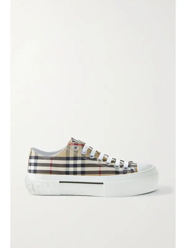 Burberry Checked Canvas Sneakers - Neutrals