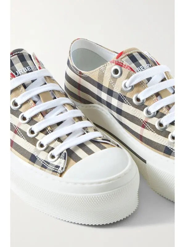 Burberry Checked Canvas Sneakers - Neutrals