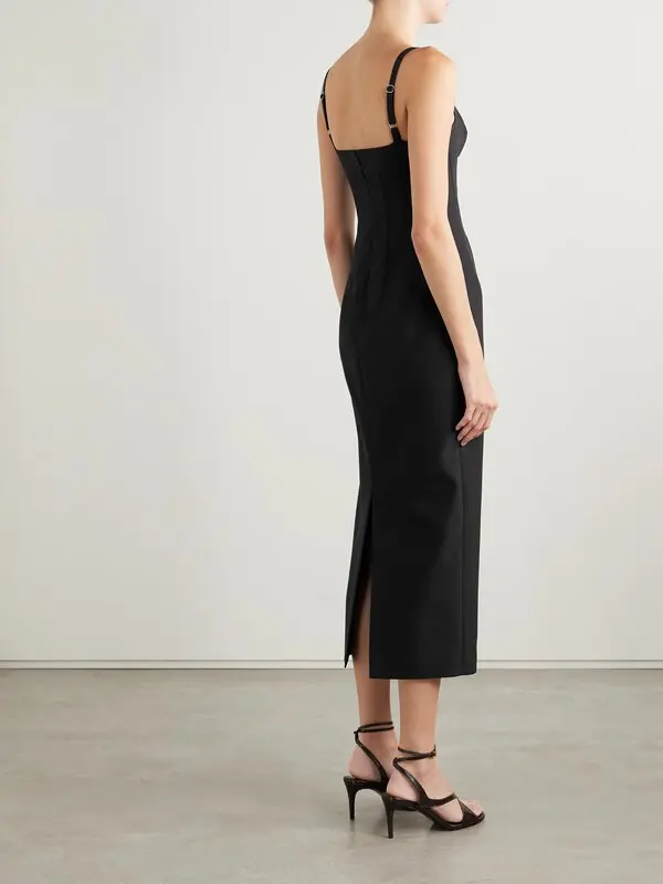 Khaite Lotte Wool And Silk-blend Midi Dress - Black