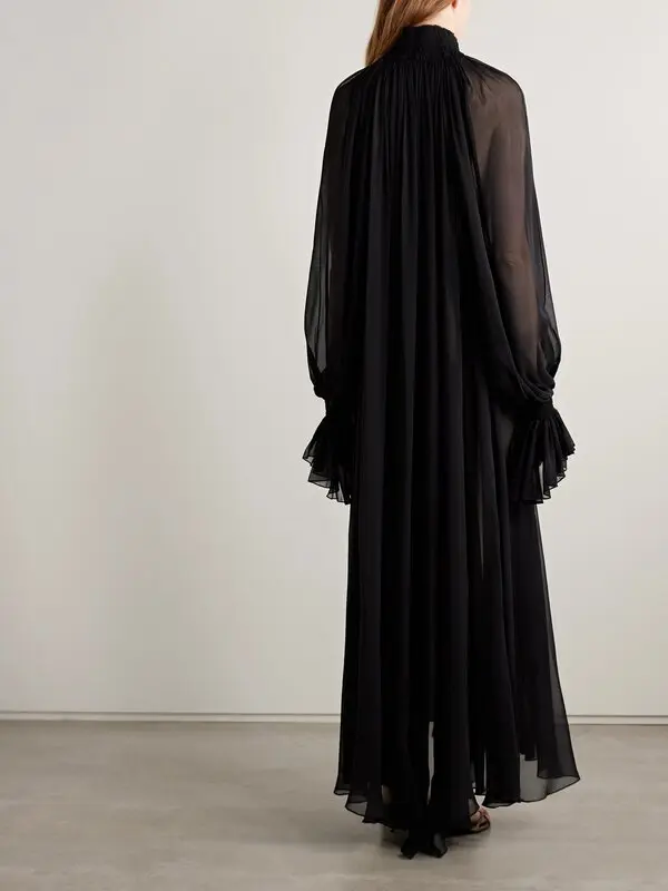 Khaite Gathered Silk-chiffon Maxi Dress
