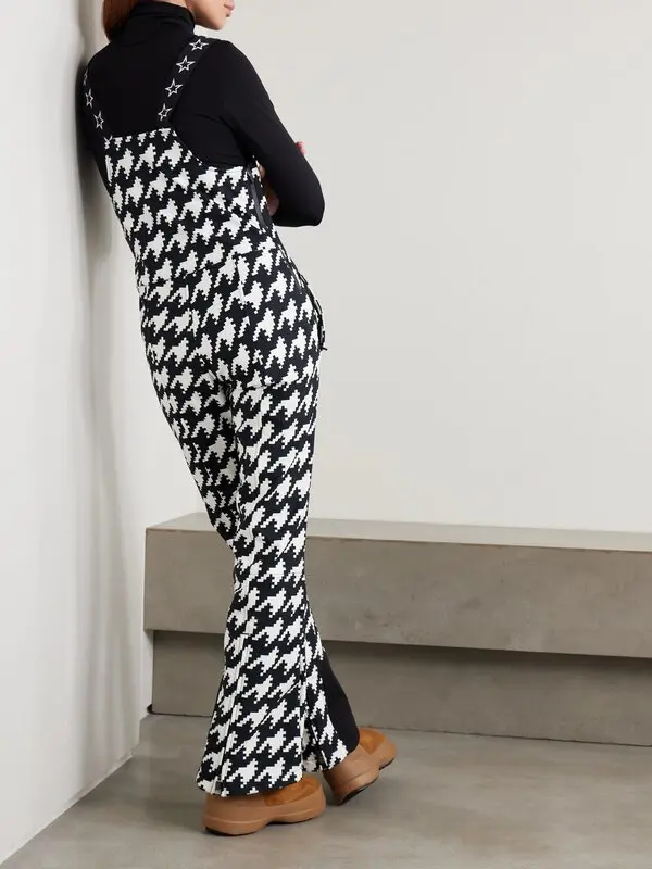 Perfect Moment Houndstooth Ski Salopettes - Black