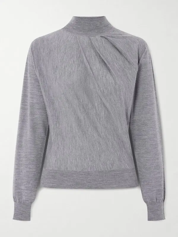 Givenchy Draped Wool-blend Turtleneck Sweater - Gray