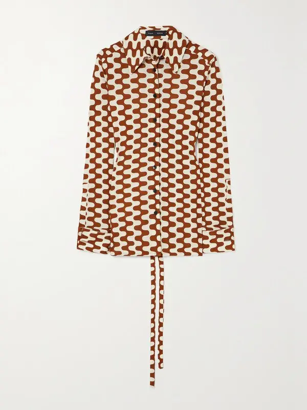 Proenza Schouler Printed Jersey Belted Shirt - Red