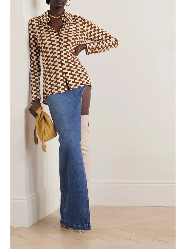 Proenza Schouler Printed Jersey Belted Shirt