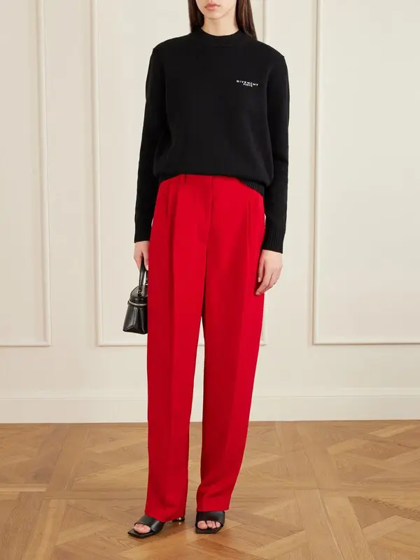 Givenchy Embroidered Wool And Cashmere-blend Sweater - Black