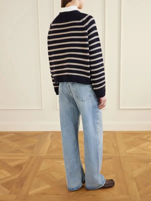 ALLUDE Striped Wool And Cashmere-blend Sweater