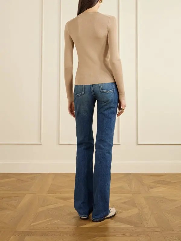Saint Laurent Ribbed-knit Wool, Cashmere, And Silk-blend Top