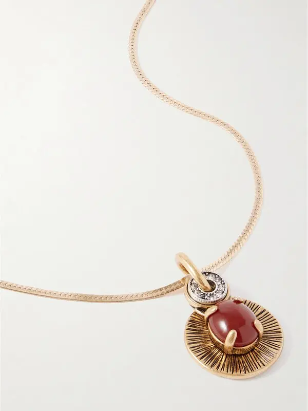 Maison Mayle Soli Bon Gold-plated, Carnelian, And Crystal Necklace - Red