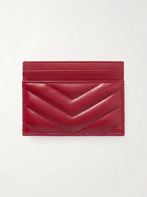 Saint Laurent Cassandre Matelassé Leather Cardholder - Red