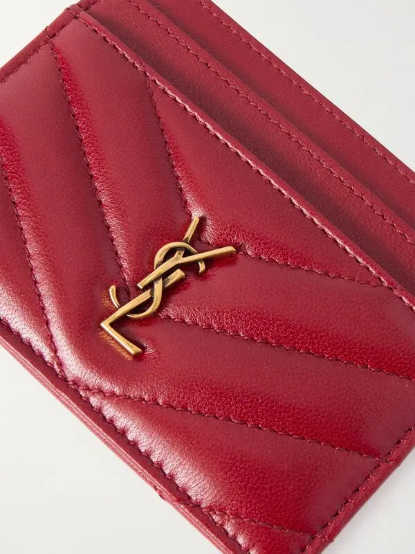 Saint Laurent Cassandre Matelassé Leather Cardholder - Red