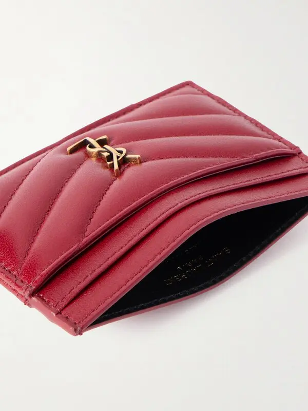 Saint Laurent Cassandre Matelassé Leather Cardholder - Red