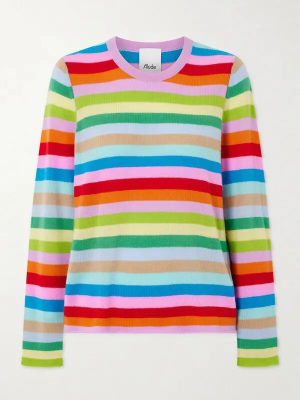 ALLUDE Striped Cashmere Sweater - Multi