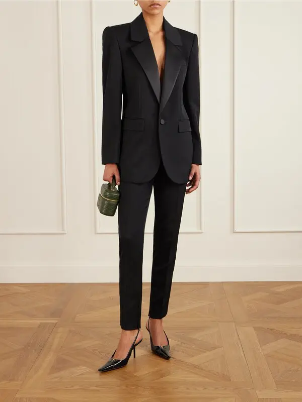 Saint Laurent Babylone Embellished Glossed-leather Slingback Pumps