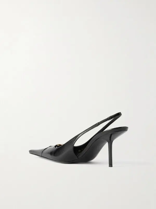 Saint Laurent Babylone Embellished Glossed-leather Slingback Pumps