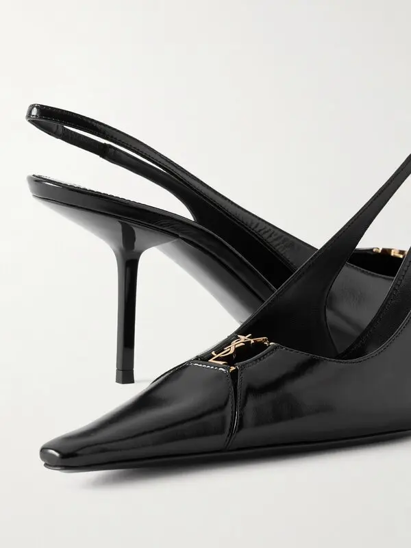 Saint Laurent Babylone Embellished Glossed-leather Slingback Pumps