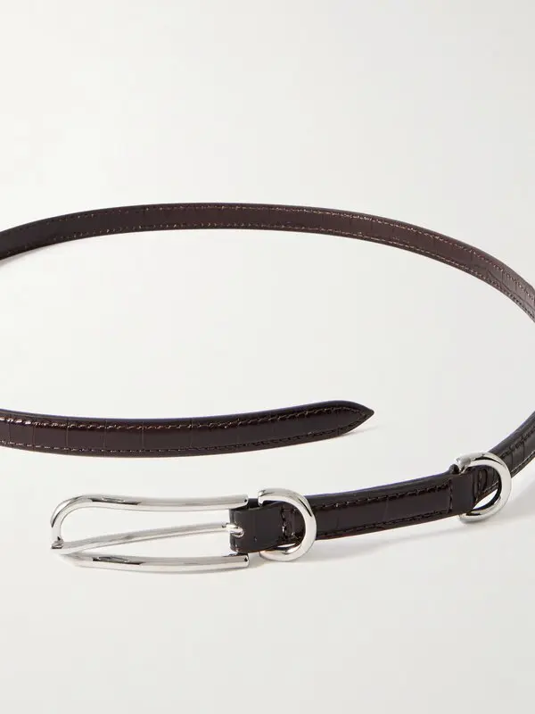 LIFFNER Three Keeper Croc-effect Leather Belt