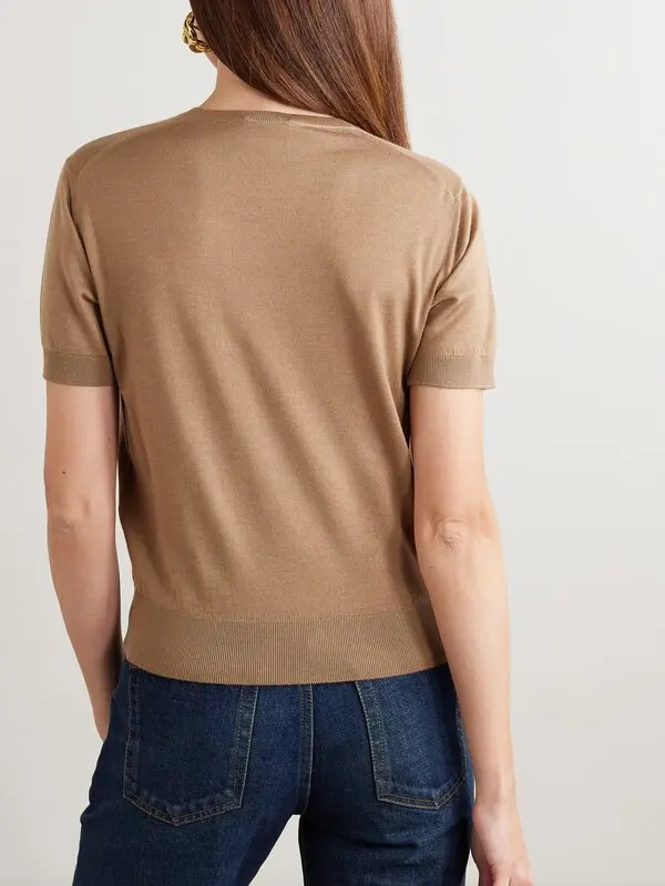 Saint Laurent Wool, Cashmere And Silk-blend Top - Brown