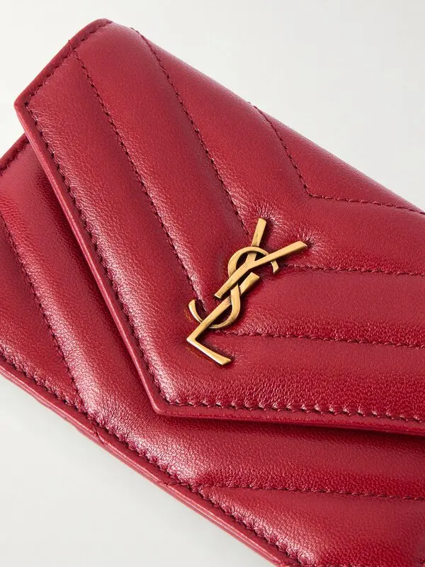 Saint Laurent Cassandre Matelassé Leather Wallet - Red