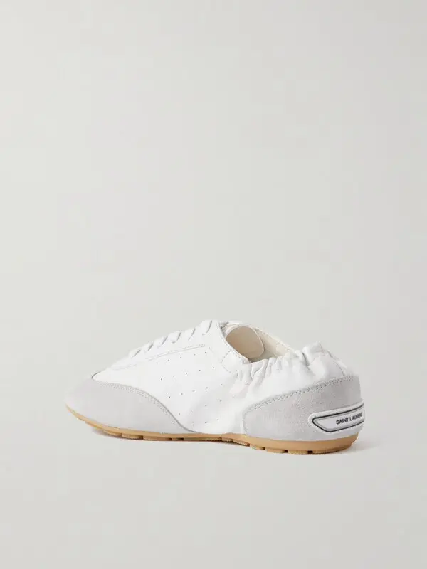 Saint Laurent Lewis Suede-trimmed Leather Sneakers - White