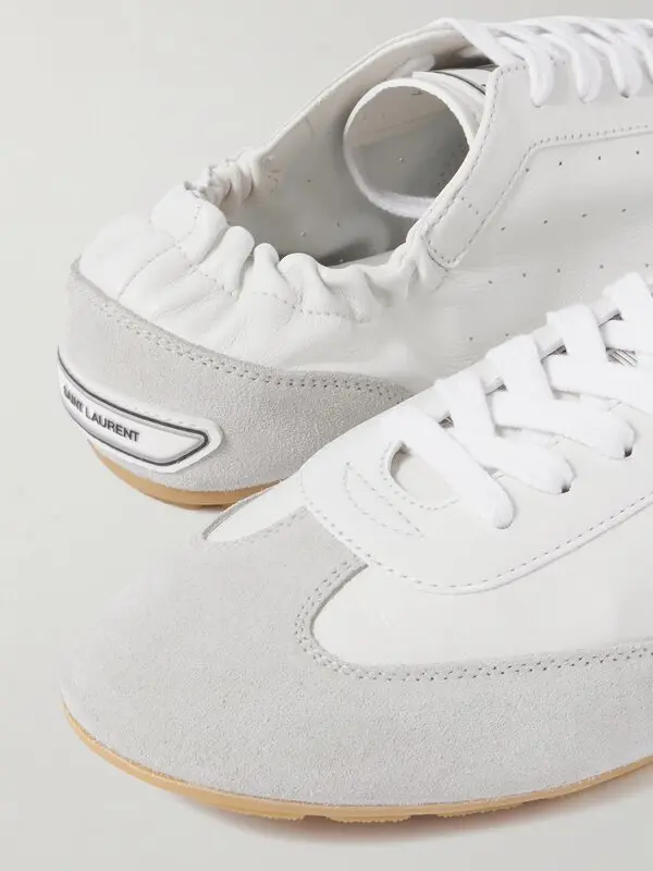 Saint Laurent Lewis Suede-trimmed Leather Sneakers - White