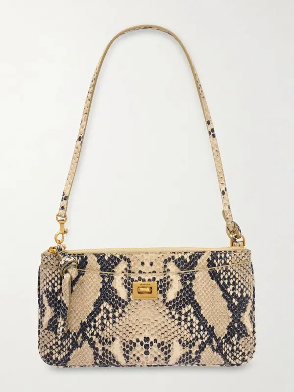 Balenciaga Rodeo Snake-effect Leather Shoulder Bag
