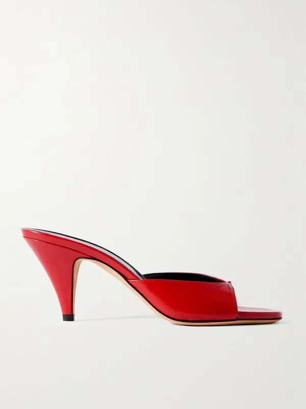 JUDE Haze Leather Mules - Red