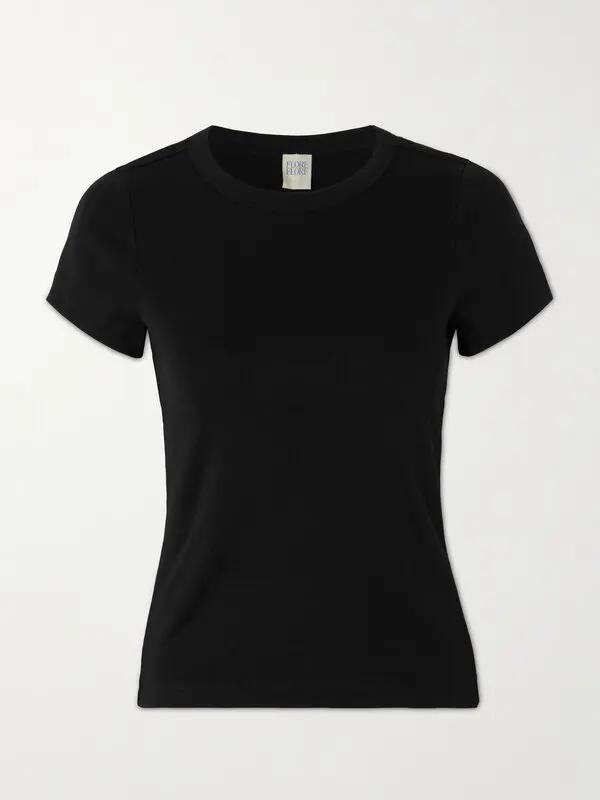 FLORE FLORE Car Baby Tee Ribbed Organic Cotton-jersey T-shirt